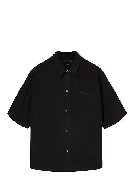 ALLSAINTS Baron Logo-embroidered Woven Shirt - Jet Black