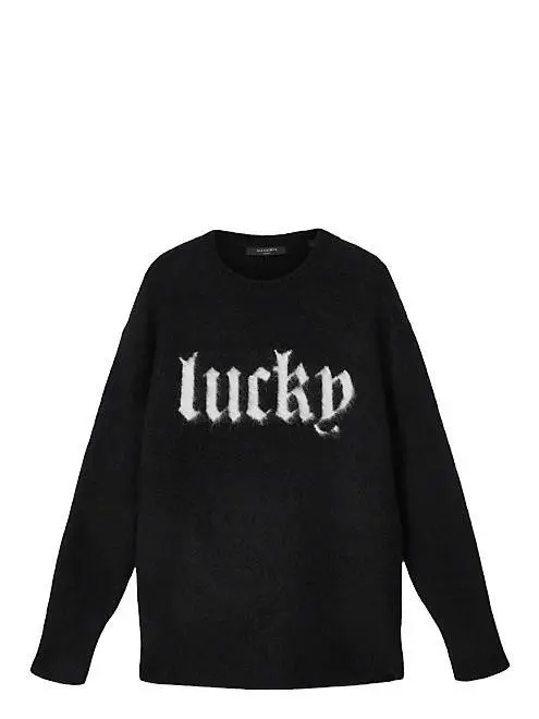 ALLSAINTS Lucky Slogan Wool And Alpaca-blend Jumper - Black