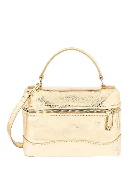 Sandro Tangolino Metallic-leather Top-handle Bag - Gold