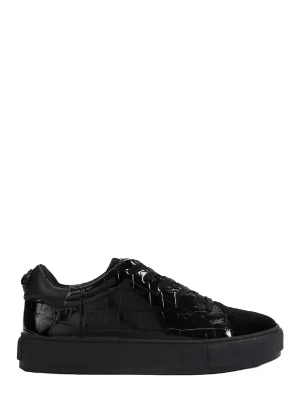 Kurt Geiger Croc Embossed Lace-up Sneakers - Black