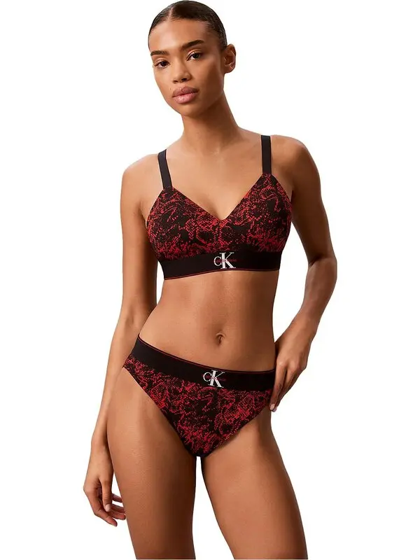 Calvin Klein Graphic Monogram Microfiber Stretch Lightly Lined Bralette - Python+black