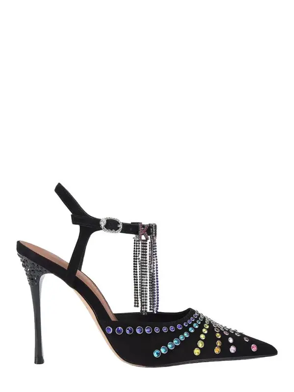Kurt Geiger Crystal Point Suede Stiletto Sandals - Black