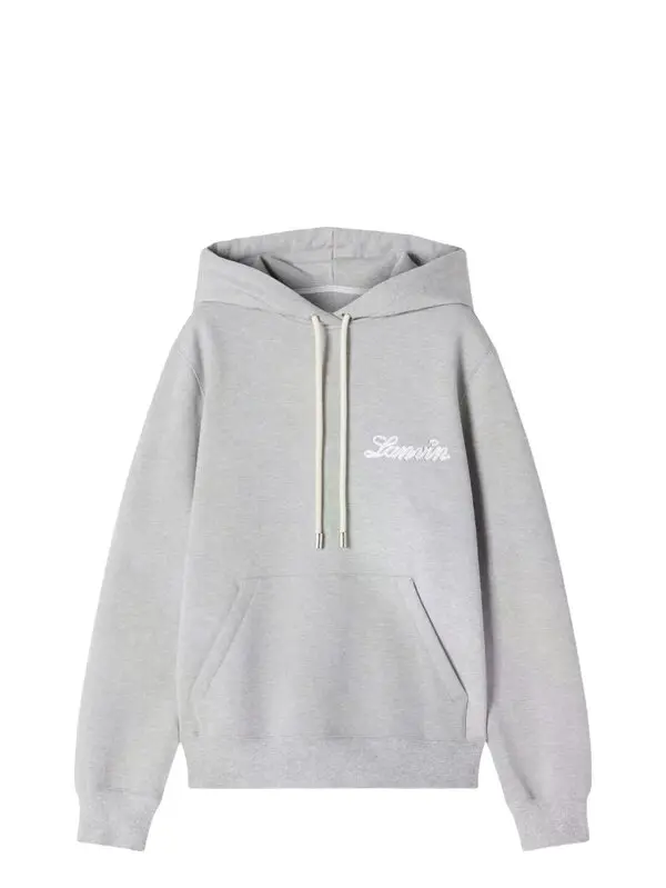 LANVIN Logo-print Cotton Hoodie - Grey