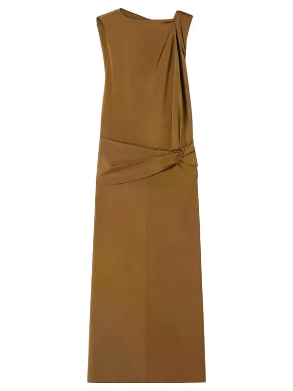 LANVIN Twisted-detail Sleeveless Midi Dress - Brown