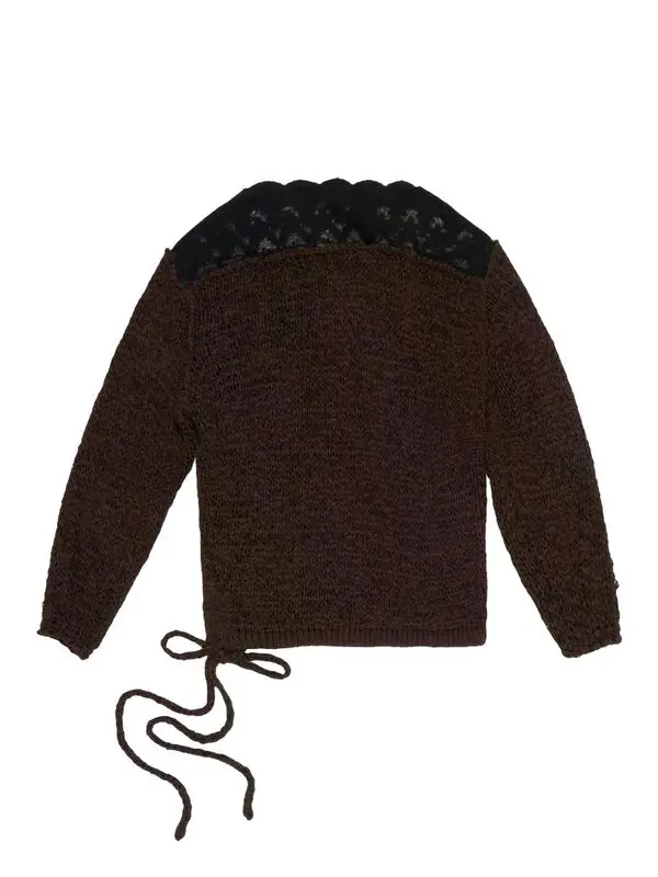 Bimba Y Lola Lace-detail Open Knit Sweater - Brown