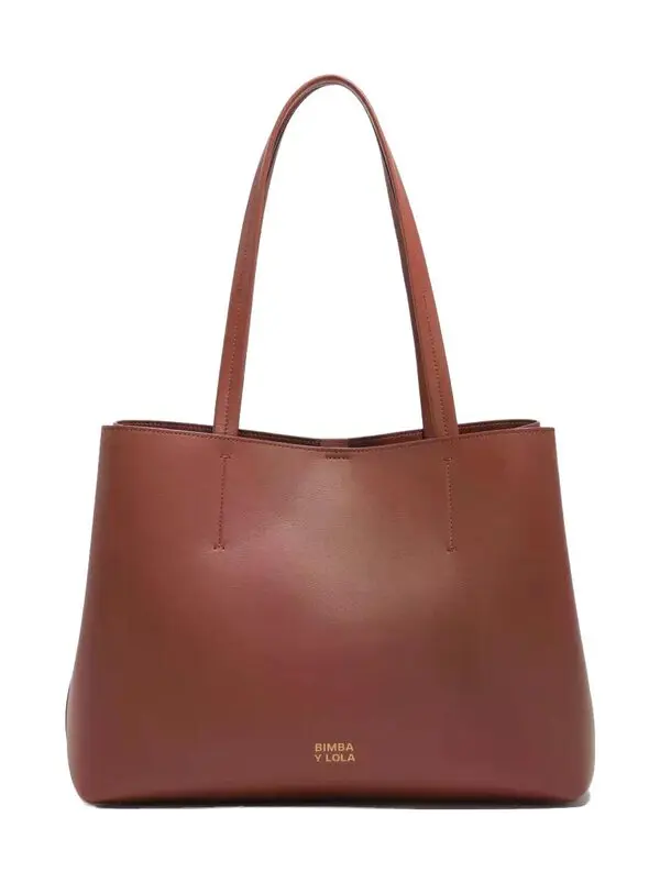 Bimba Y Lola Large Leather Shoulder Bag - Brown