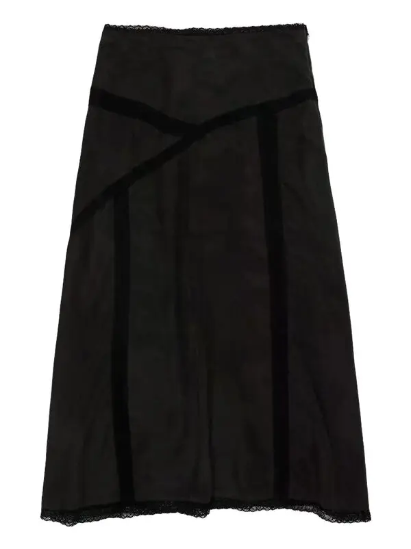 Bimba Y Lola Lace-trim Midi Skirt - Brown