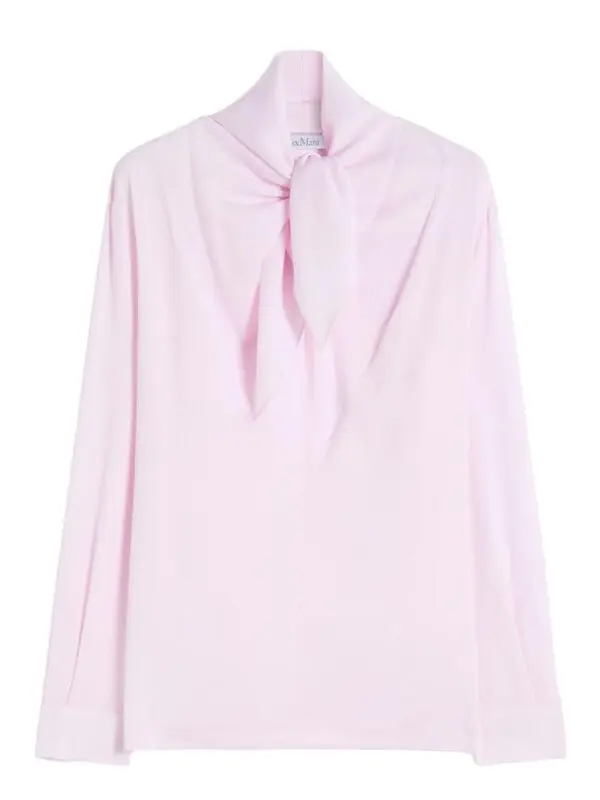 Max Mara Silk Charmeuse Tie-neck Blouse - Pink