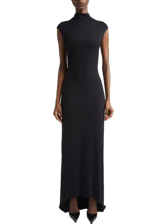 TOM FORD Mock Neck Sleeveless Jersey Gown - Black