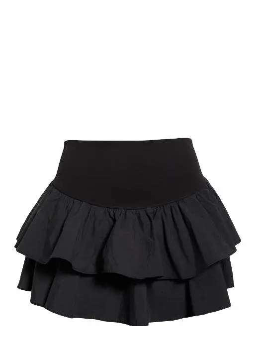 Free People Field Day Layered Ruffle Skort - Black