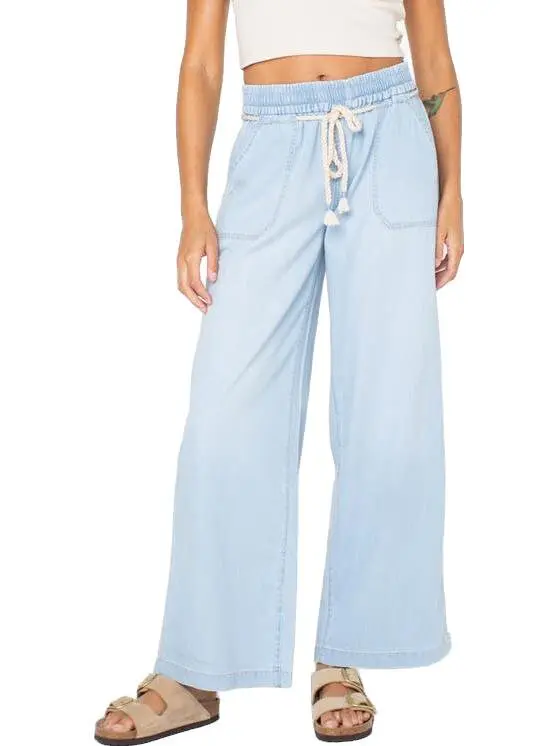 Roxy Drawstring Denim Pants - Beached Wash Denim