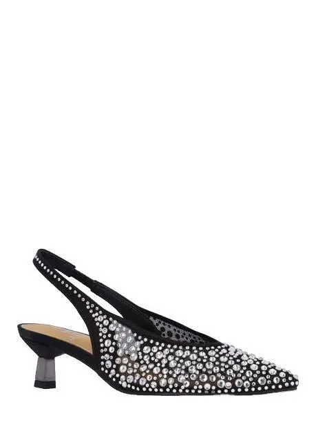 J. Reneé Tressa Rhinestone Slingback Kitten Heel Pumps - Black