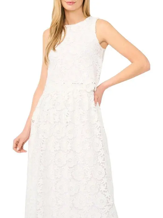 CECE DUPRAZ Sleeveless Floral Lace Top - Ultra White