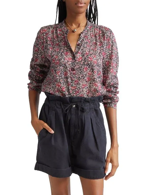 Isabel Marant Maria Floral Cotton Top - Crushed Berry