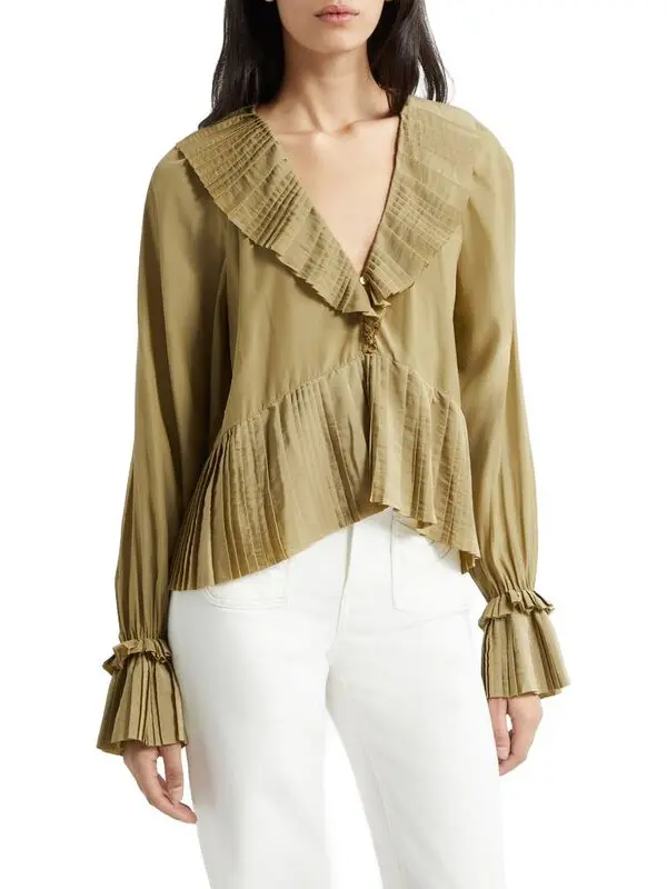 Ramy Brook Jacklyn Ruffle Top - Safari