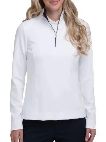 FAIRWAY & GREENE Wells Golf Quarter-zip - Eclipse/white