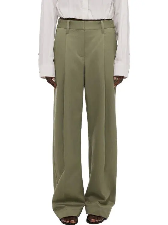 Helmut Lang Pleated Relaxed Fit Chinos - Vetiver