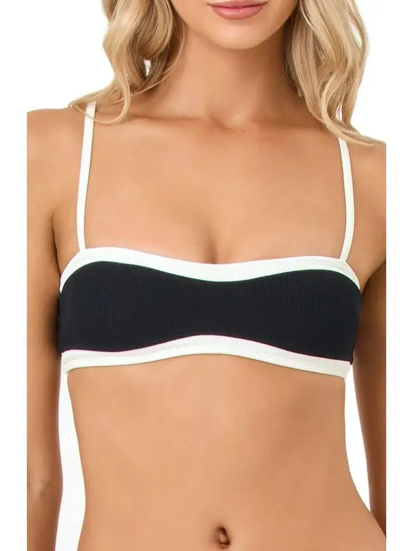 L*Space Madison Rib Bikini Top - Black/cream