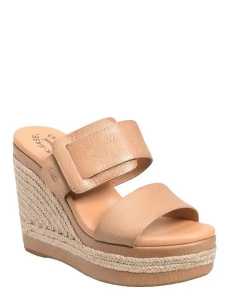 KORK-EASE® Espadrille Wedge Slide Sandal - Natural Full Grain