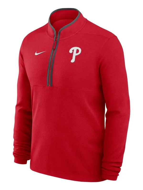 Nike Philadelphia Phillies Victory Dri-fit Mlb 1/2-zip Long-sleeve Top - Red