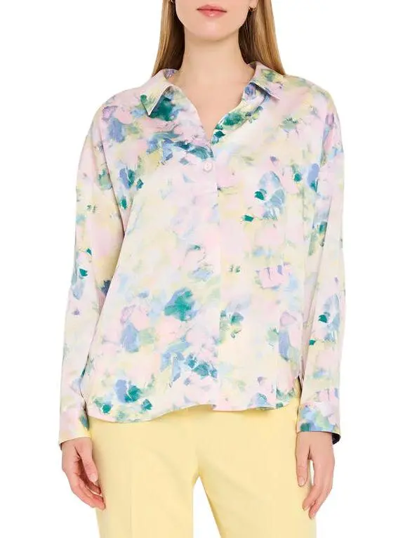 TAHARI ASL Floral Print Shirt - Blush Buttercup