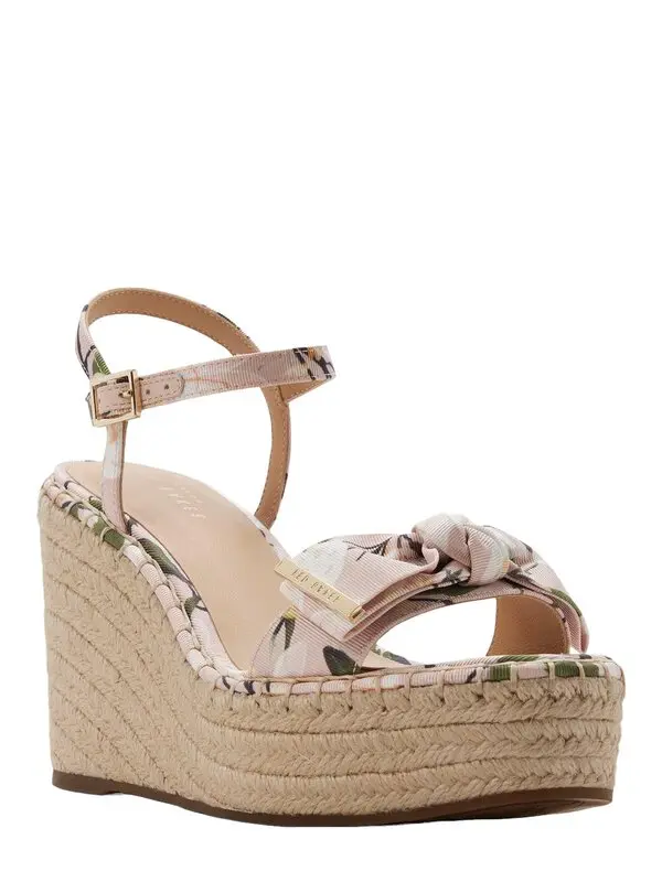 Ted Baker London Floral Espadrille Platform Wedges - Pink/white