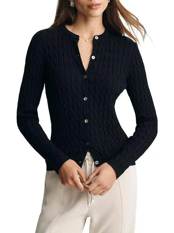 MAVI Cable Stitch Cotton & Cashmere Cardigan - Black