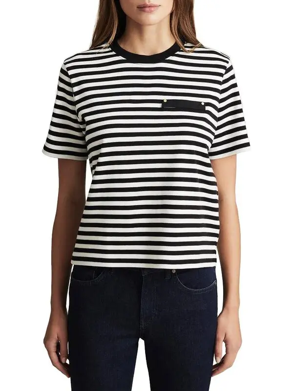 MAVI Stripe Short Sleeve Pocket T-shirt - Black White Stripe