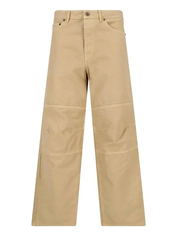 Burberry Straight Leg Cotton Trousers - Beige