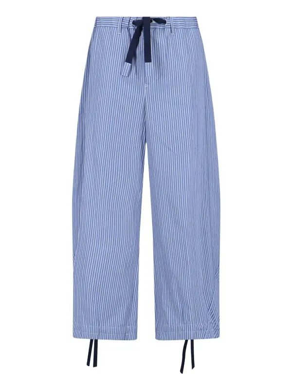 Sacai Striped Cotton Poplin Pants - Blue