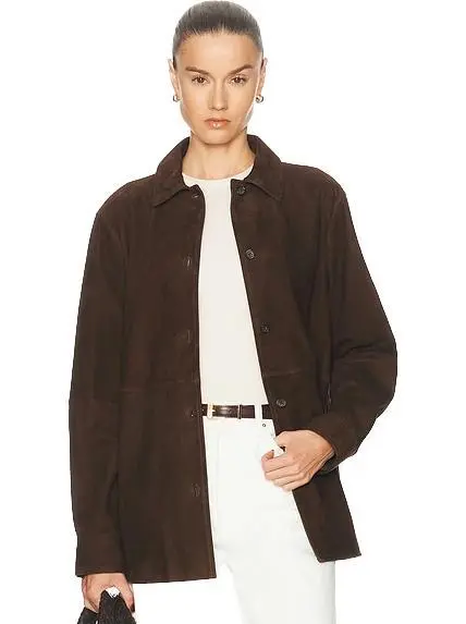 TOTEME Soft Suede Overshirt - Bark