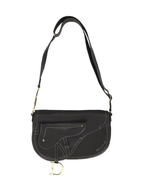 FWRD RENEW Dior Vintage Double Baudrier Saddle Bag - Black