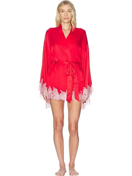 SKIMS Silk Lace Robe - Ruby Contrast