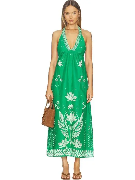 Saylor Tigris Dress - Green & Creme