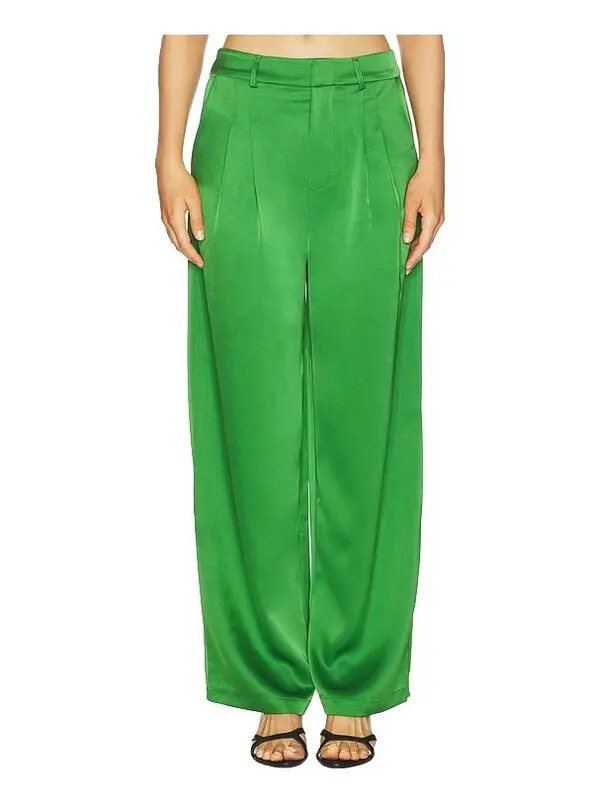Susana Monaco Satin Pleated Pant - Shamrock