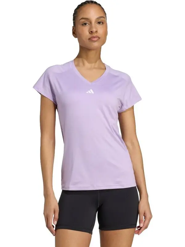 Adidas Aeroready Train Essentials V-neck Tee - Powder Plum / White
