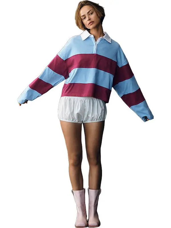 Anthropologie Striped Rugby Top - Blue/pink