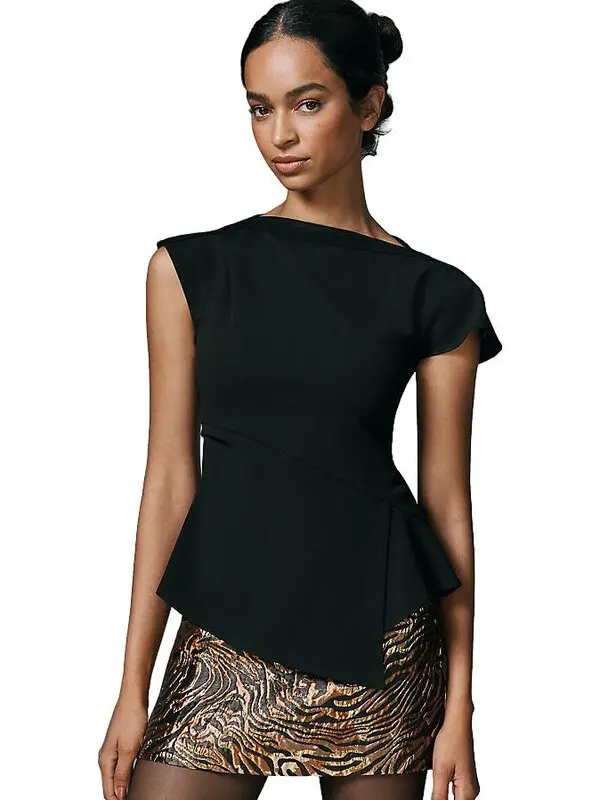Derek Lam 10 Crosby Luelle Crepe Knit Asymmetric Top - Black