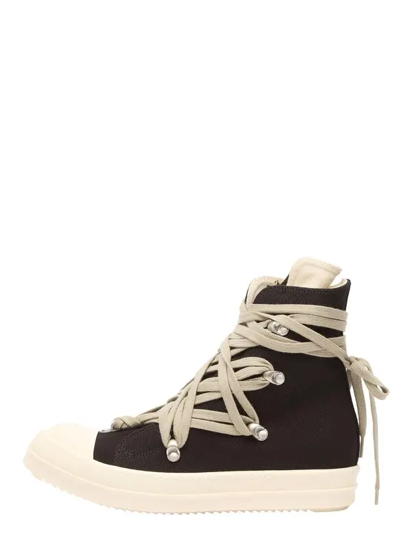 Rick Owens Denim Megalace High-top Sneakers - Black/milk