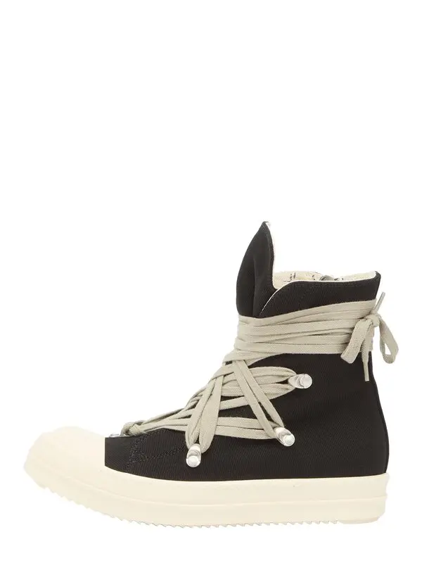 Rick Owens Denim Megalace High-top Sneakers - Black/milk