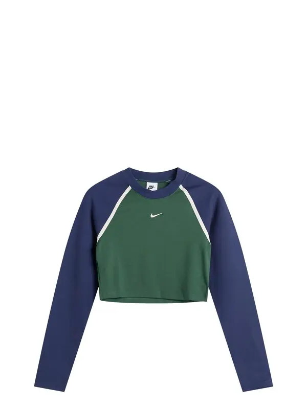 Nike Nsw Cropped Long Sleeve Top - Fir/midnight Navy/chalk/chalk
