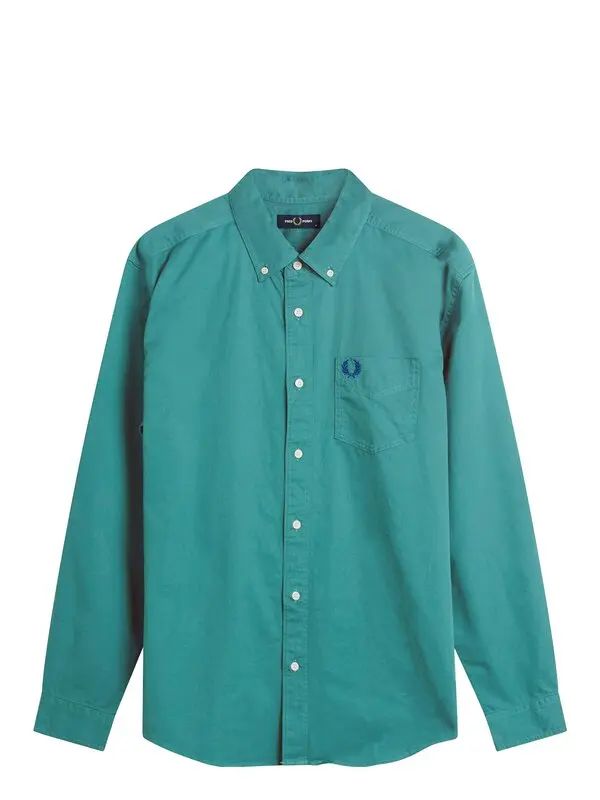 Fred Perry Washed Twill Shirt - Deep Mint