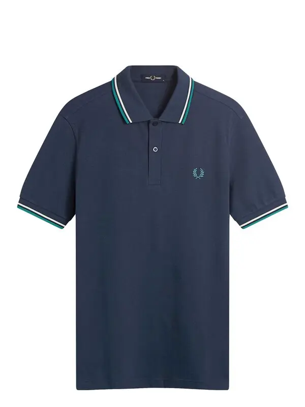 Fred Perry Twin Tipped Polo Shirt - Tnsbl/snwht/dpmt