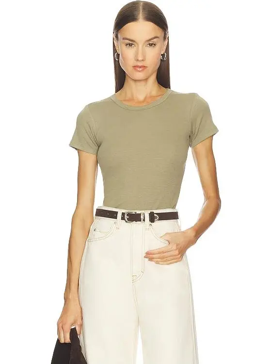 GRLFRND Ribbed Jersey Cropped Baby Tee - Olive