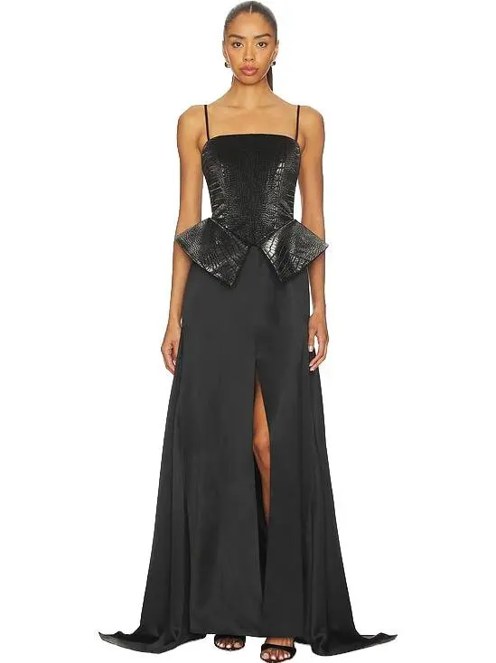 KIM SHUI Strapless Faux Leather Dress - Black