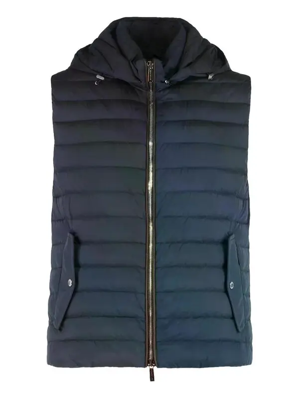 MOORER Hooded Padded Gilet - Blue
