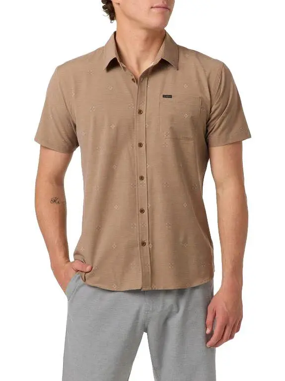 O'Neill Standard Fit Trvlr Traverse Performance Short Sleeve Button-up Shirt - Dark Khaki