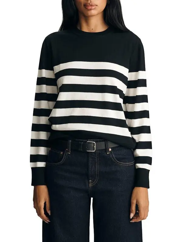 MAVI Stripe Wool Crewneck Sweater - Black White Stripe