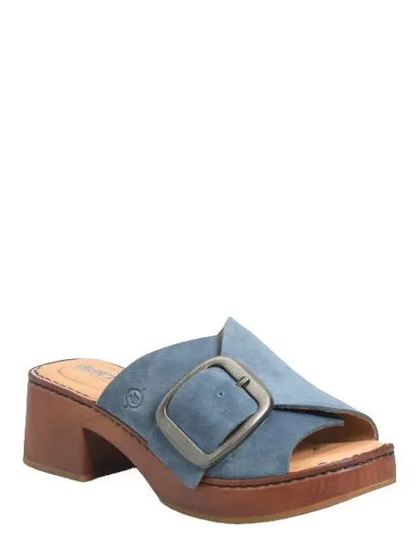 BØRN Bangle Platform Slide Sandal - Dark Blue Suede