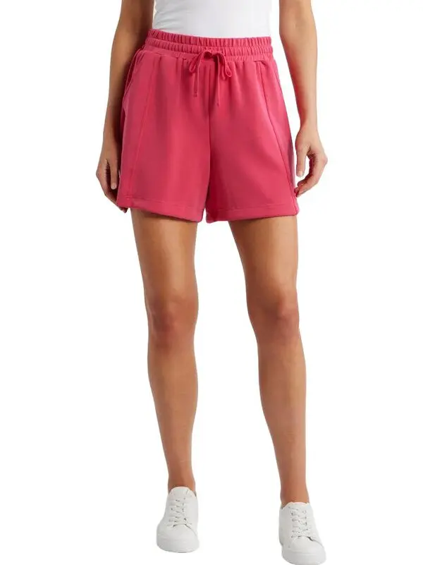 CITY BLUES Drawstring Lounge Shorts - Bright Rose